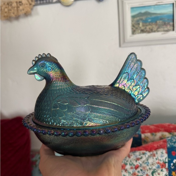 Accents | Vintage Iridescent Glass Hen Dish | Poshmark